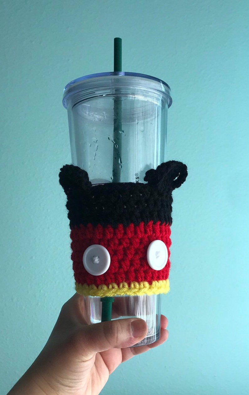 Crochet Mouse Cup Cozy Disney Inspired Cup Cozy Mickey Mouse | Etsy