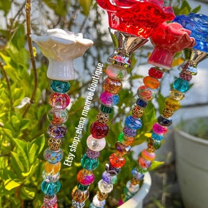 14 Inch, 25 Inch, Jeweled Rose Garden Stake, Rose Theme , Jeweled Fairy ...