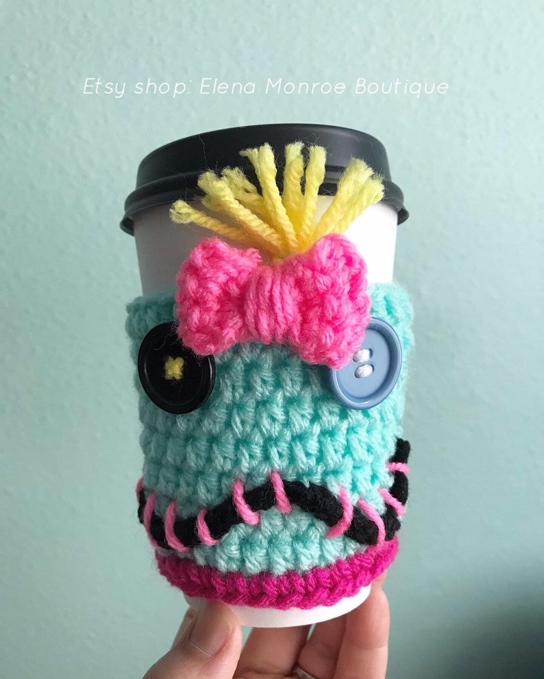 Crochet Lilo cozy stitch cup cozy voodoo doll coffee cozy | Etsy