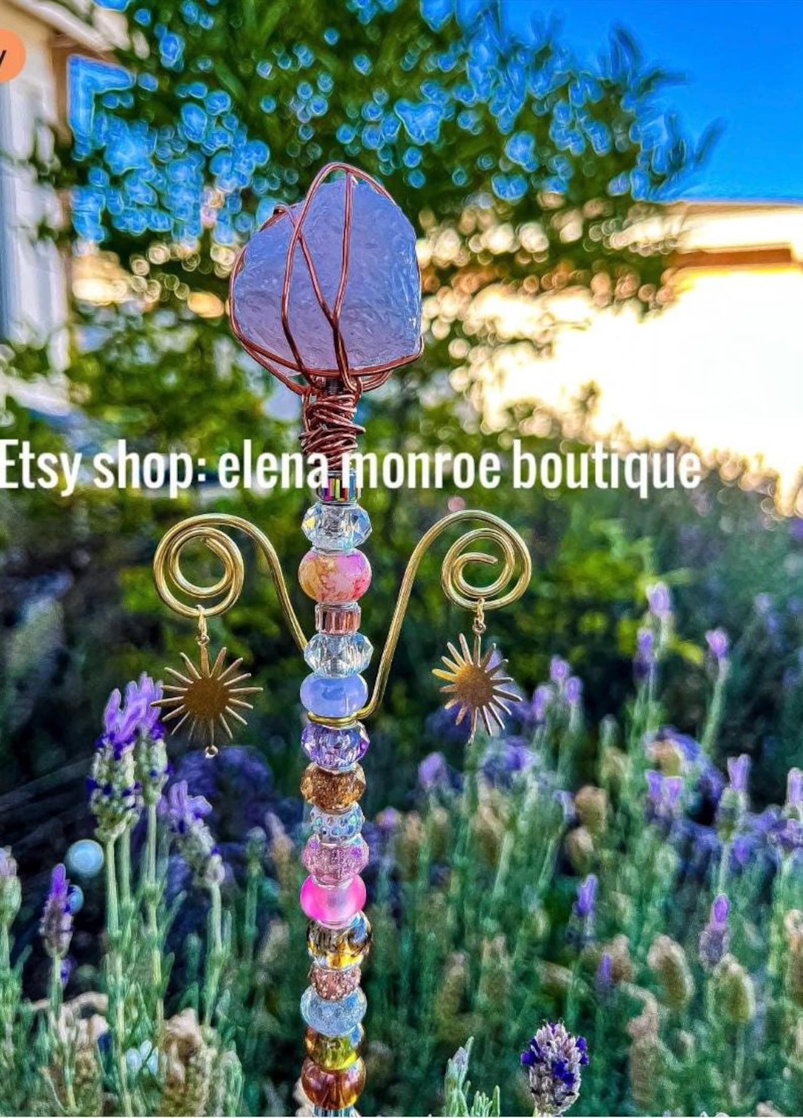24 Inch, 15 Inch Peace and Balance Theme Glass Bead Garden Stake ...