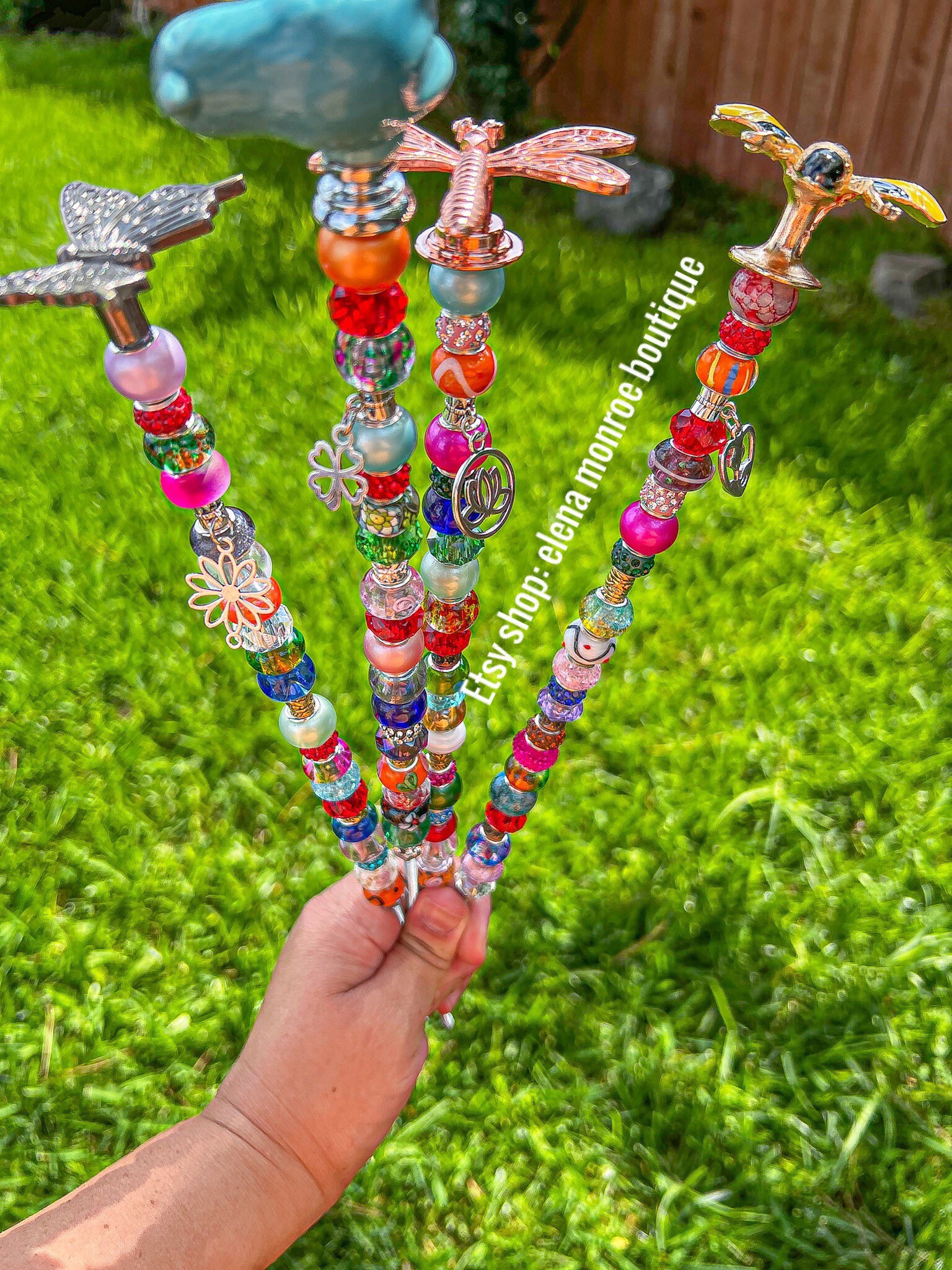 14inch Jeweled Dragonfly Stake, Fairy Garden Decor, Jewelry for Plants ...