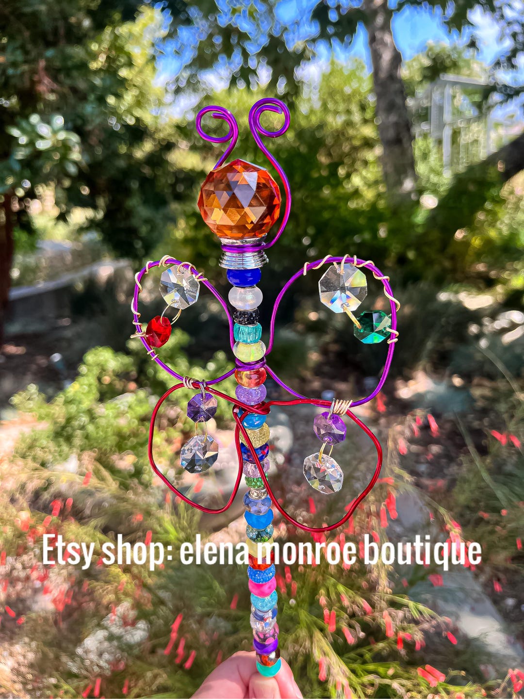 14 Inch Butterfly Theme Suncatcher Garden Stake, Fairy Garden Stake ...