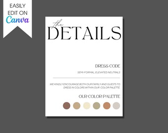 Wedding Guest Dress Code Editable Canva Template. Wedding - Etsy