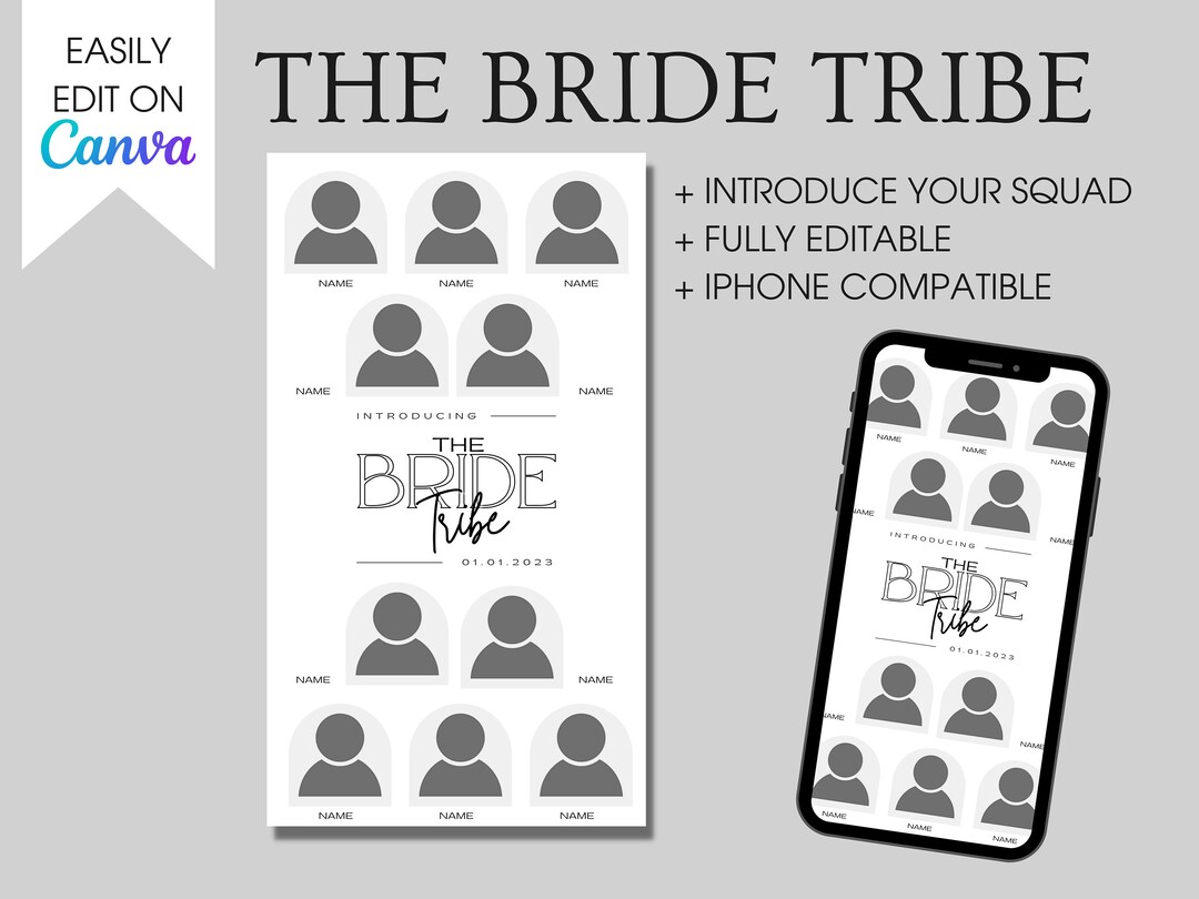 Bride Tribe Introduction: Editable Canva Template (digital Download) - Etsy