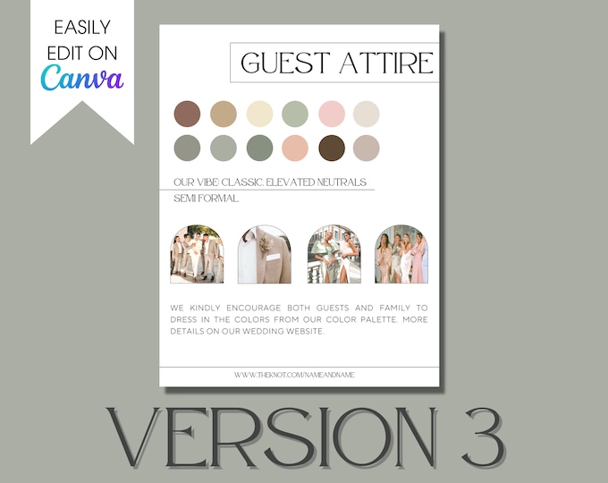 Wedding Guest Dress Code, Editable Canva Template. Wedding Attire ...