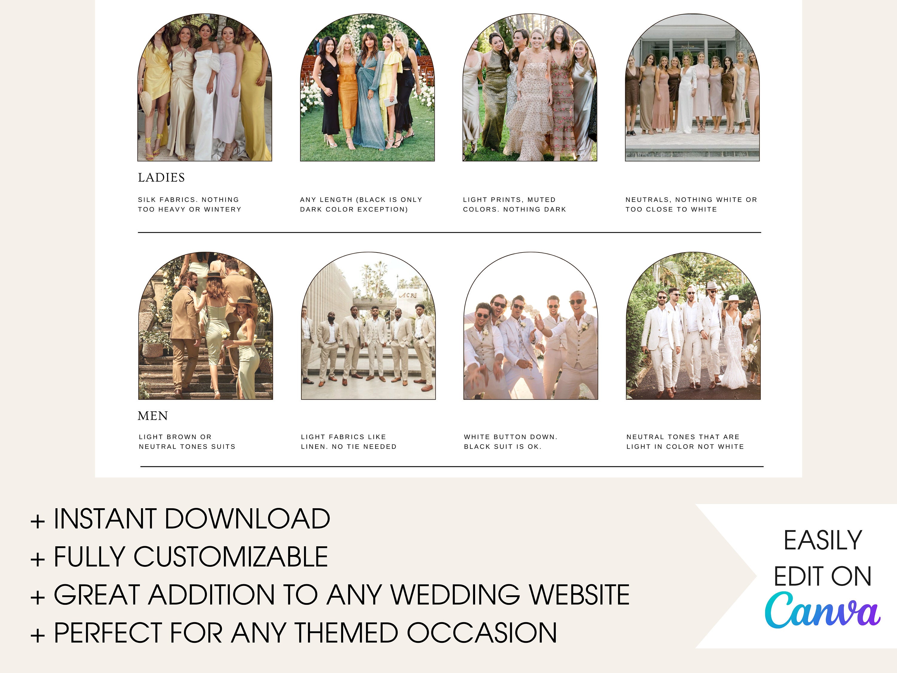 Wedding Guest Dress Code, Editable Canva Template. Wedding Attire ...