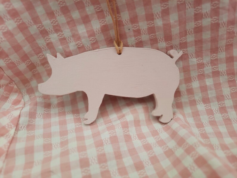 Hanging Wooden Piggy Pig Decoration Handpainted - Etsy UK