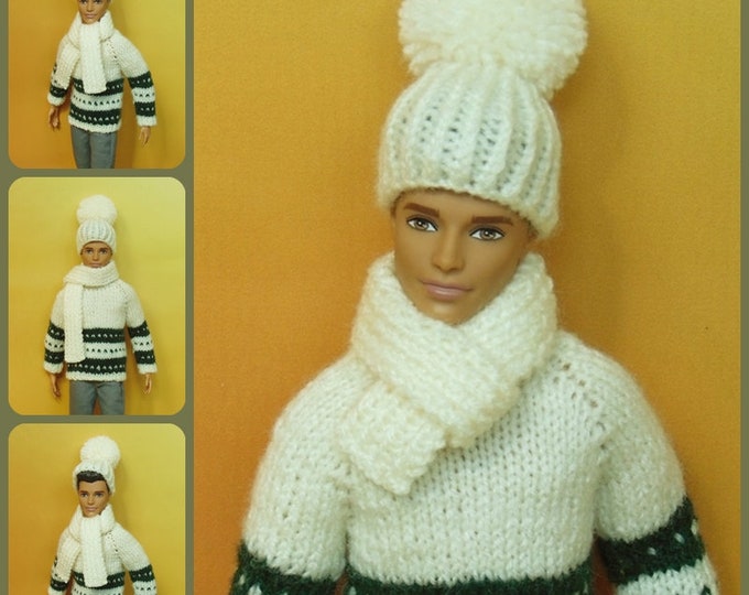 Ken Hat and Scarf, Ken Outfit, Ken Doll, Beanie Hat, Barbie Ken, Hat ...
