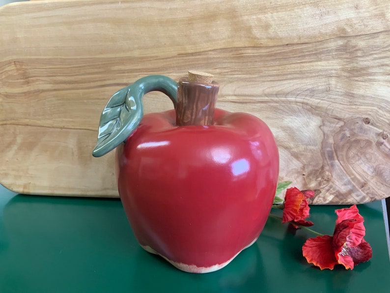 Red Apple Jug With Cork Vintage Apple Shaped Ceramic Bottle Tender ...