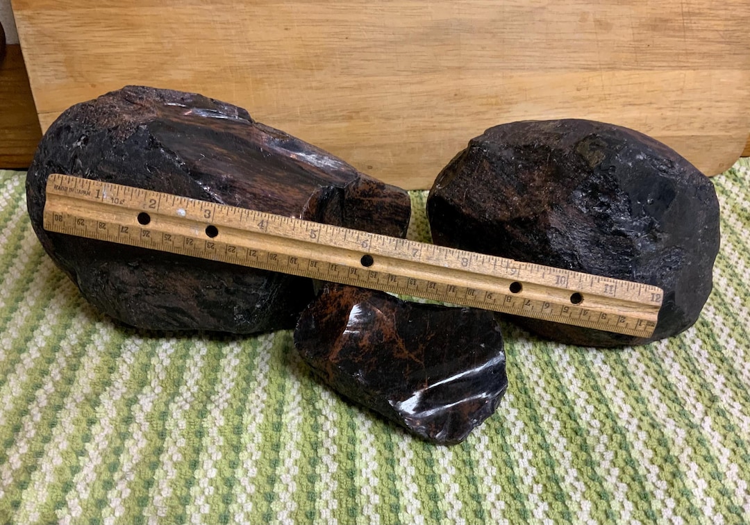 14 Pounds Mahogany Obsidian Rough Raw Boulders 3 Large Pieces Lapidary ...