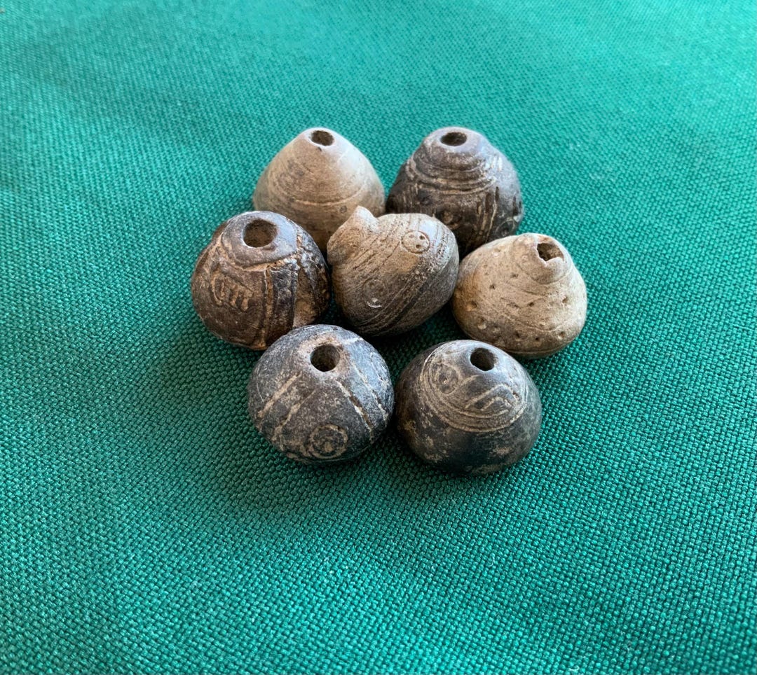 7 Pre Columbian Spindle Whorl Beads Authentic Collectible Ancient ...