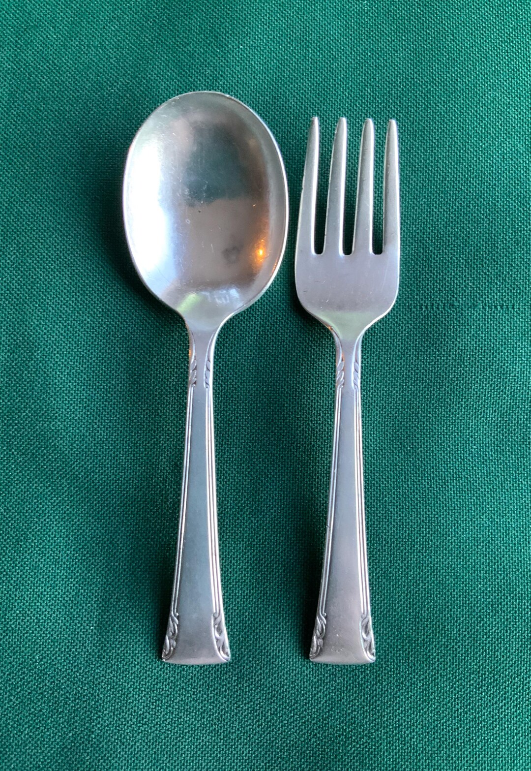 International Sterling Serenity Baby Toddler Fork & Spoon Set Vintage ...