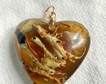Heart Shaped Amber Pendant - Etsy