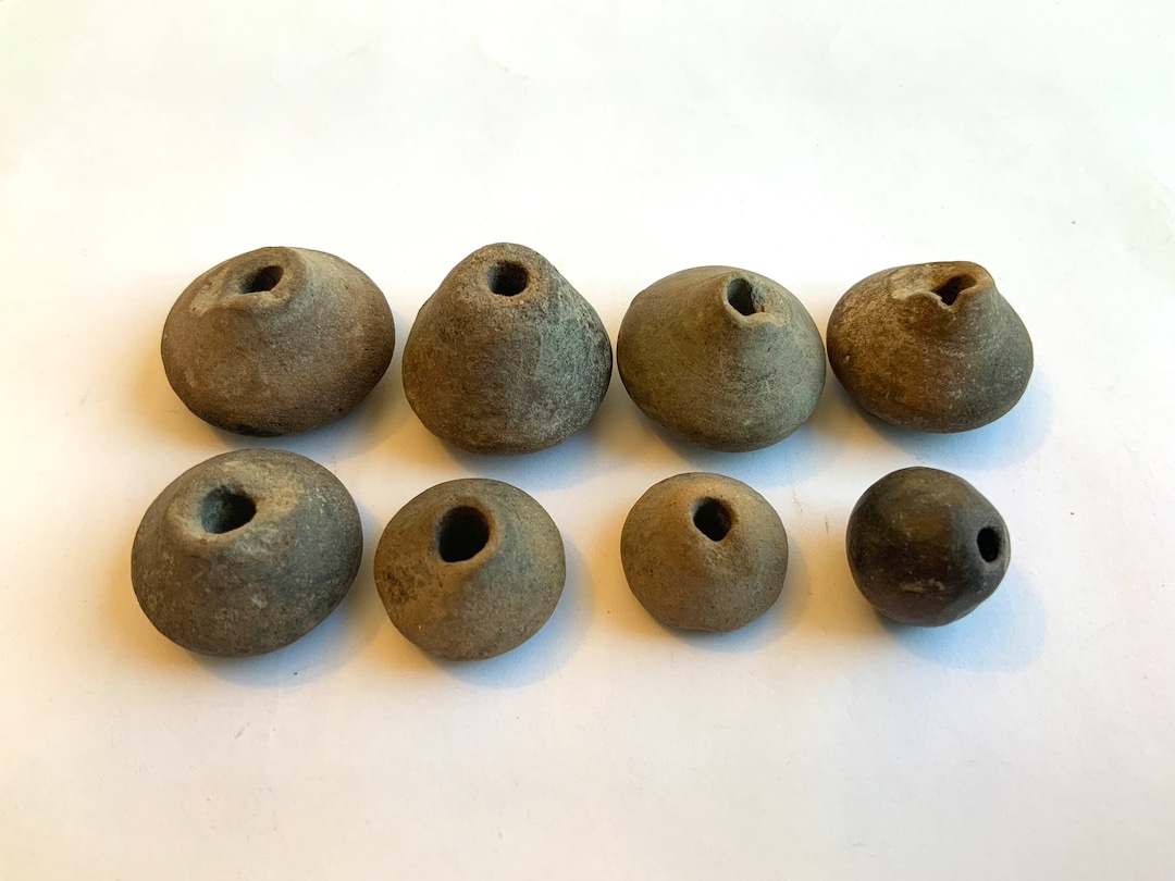 8 Pre Columbian Spindle Whorl Beads Ancient Clay Textile Spinning Tool ...