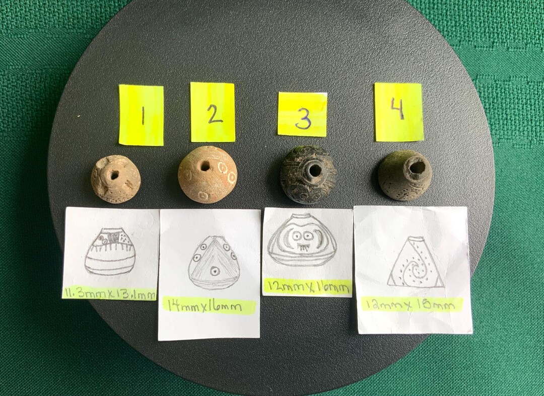 Pre Columbian Spindle Whorl Beads With Nice Patterns Authentic ...