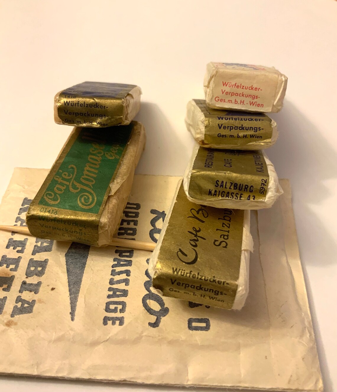 Vintage Austrian Sugar Cube Packet Sachet Restaurant Advertisement ...