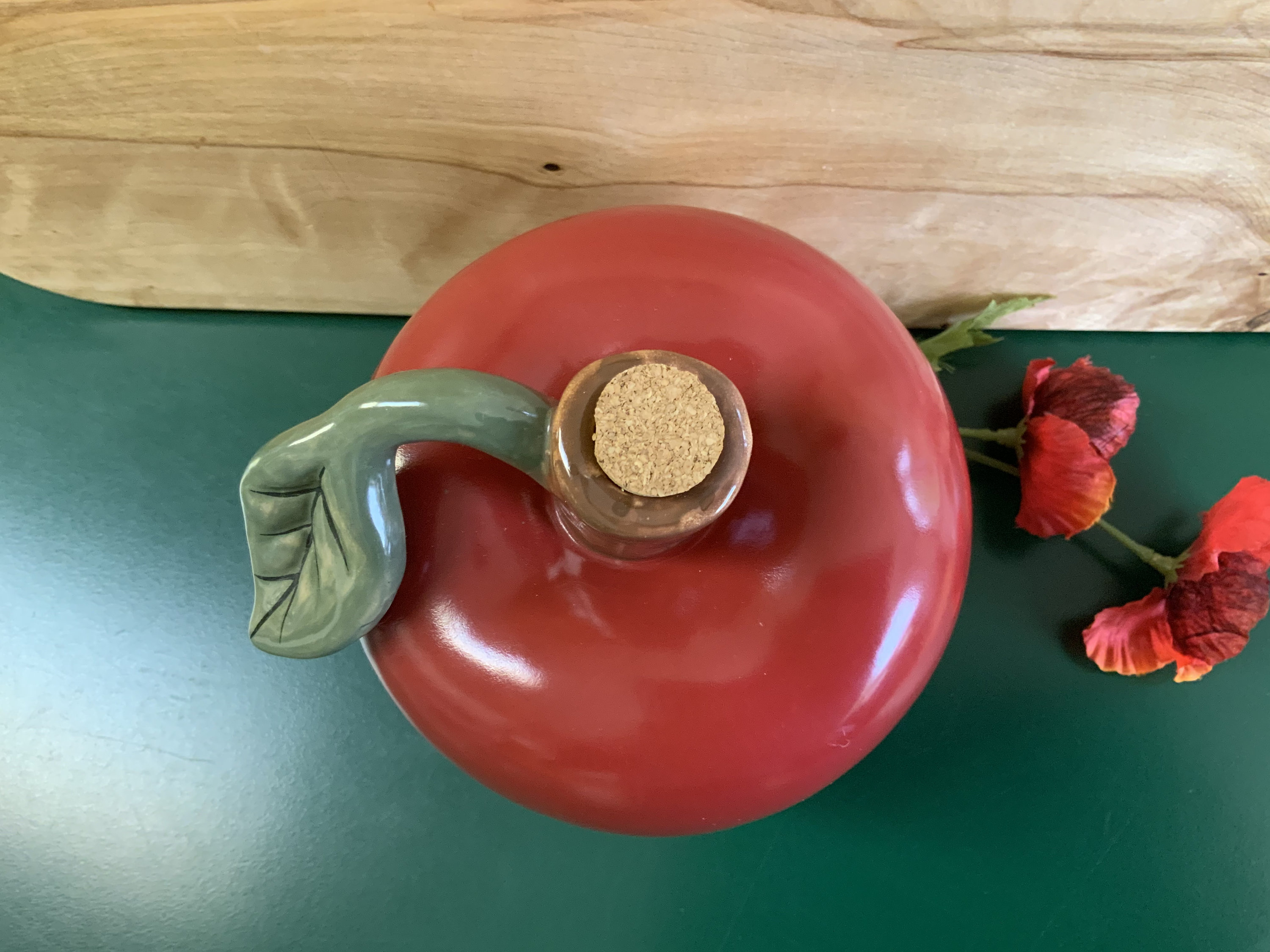 Red Apple Jug With Cork Vintage Apple Shaped Ceramic Bottle Tender ...