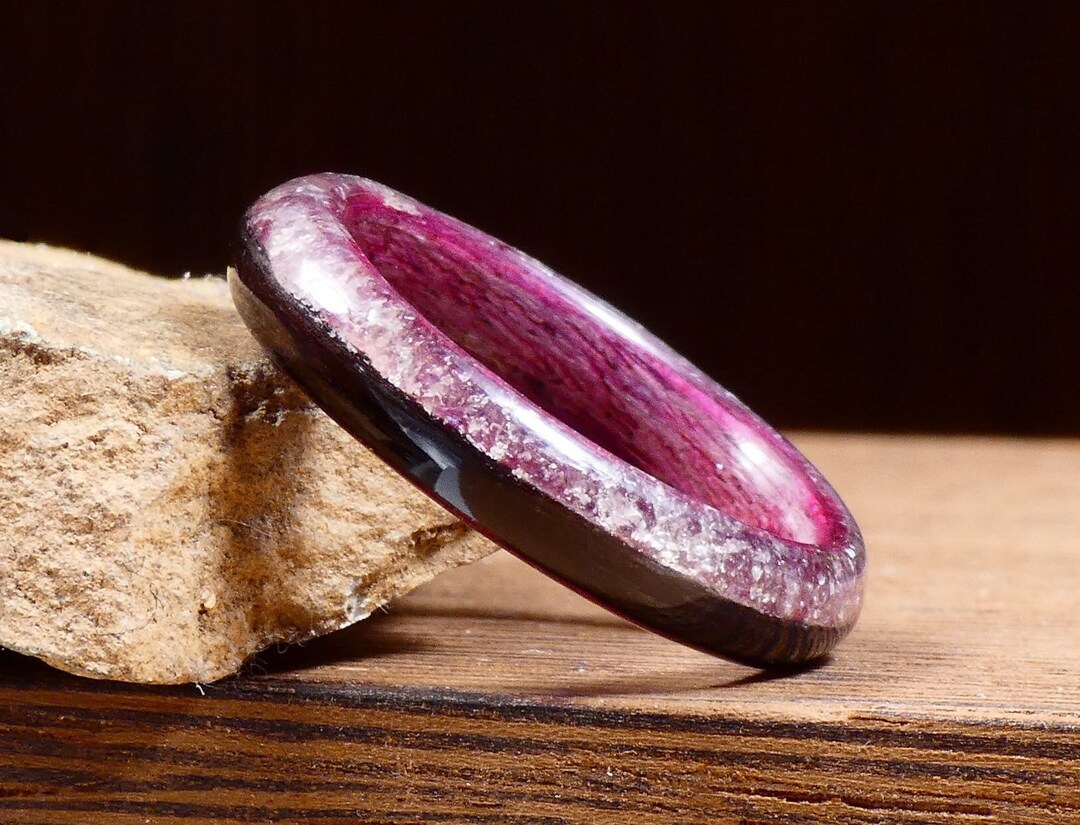 Women's Wedding Band in Ebony, Amaranth, and Amethyst - Wedding Band ...