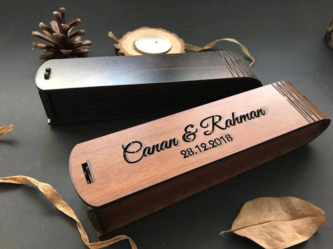 Wedding Invitation Scroll Paper Wooden Box Set Custom Personalized ...