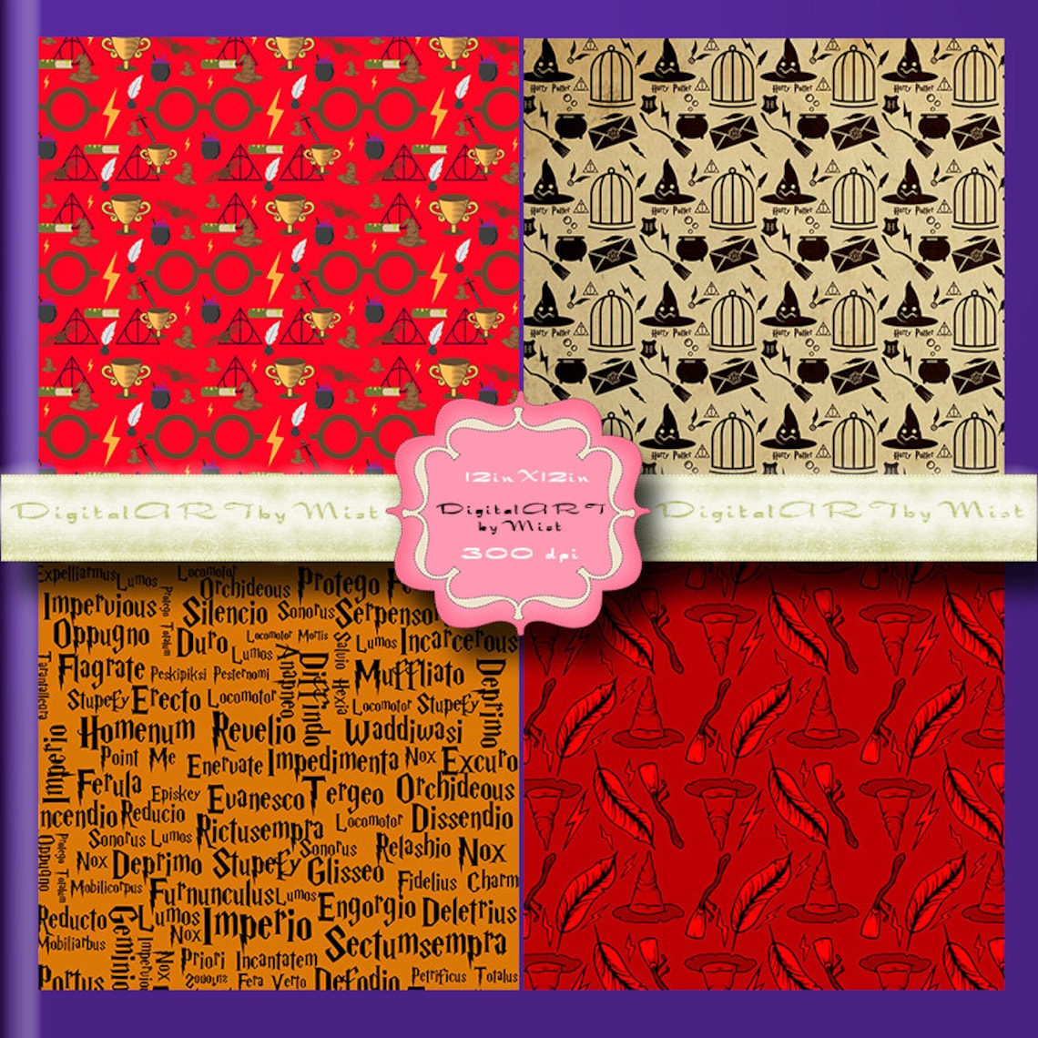 Magic Wizard School Digital Scrapbooking Paper | Instant Download ...