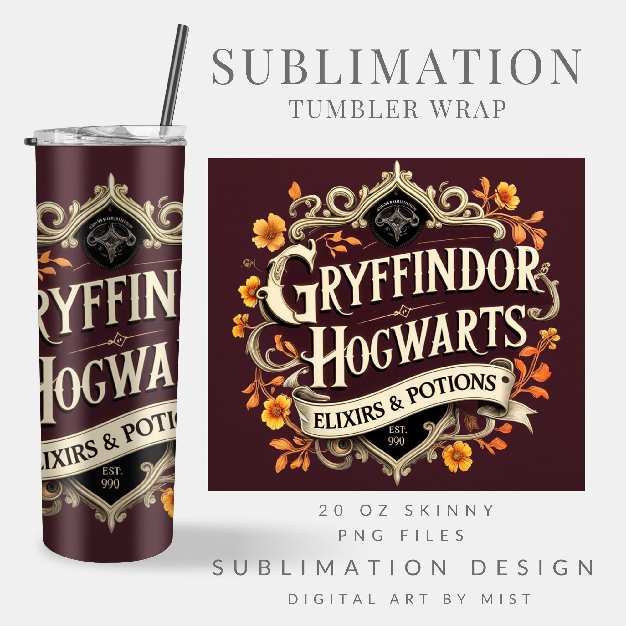 Magic Wizard School Tumbler Wrap | 20 Oz Wrap Sublimation PNG Design ...