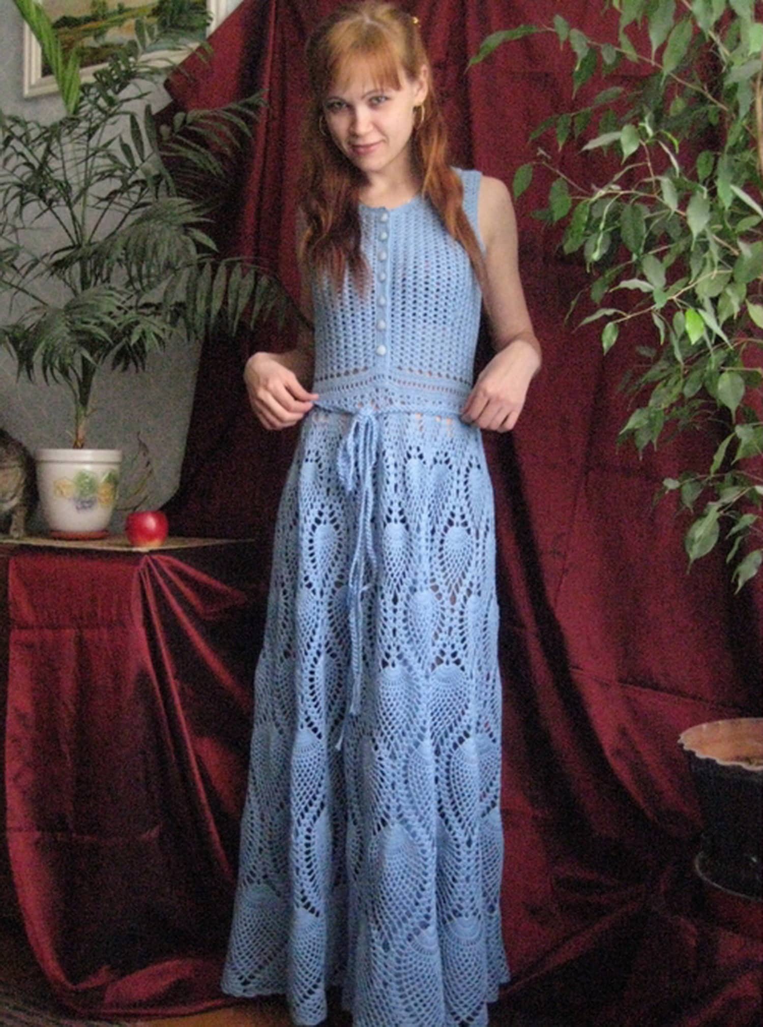 Crochet Dress Women Floor Length Dress Prom Dress Long Simple Wedding ...