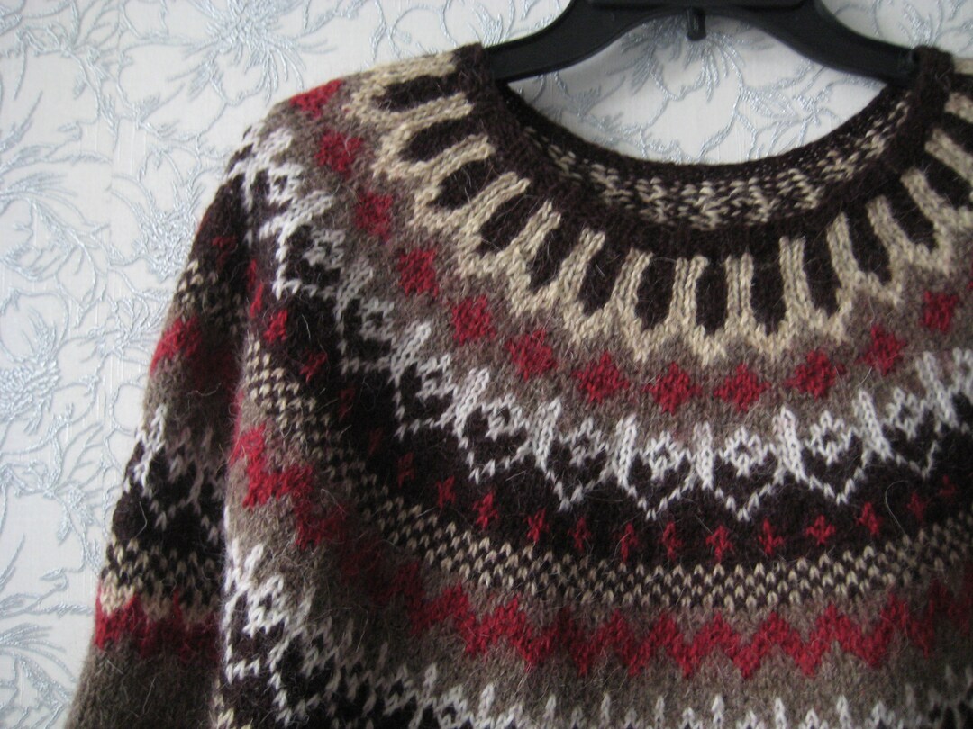 Icelandic Sweater, Wool Sweater, Organic, Traditional Pattern, Lopeisa ...