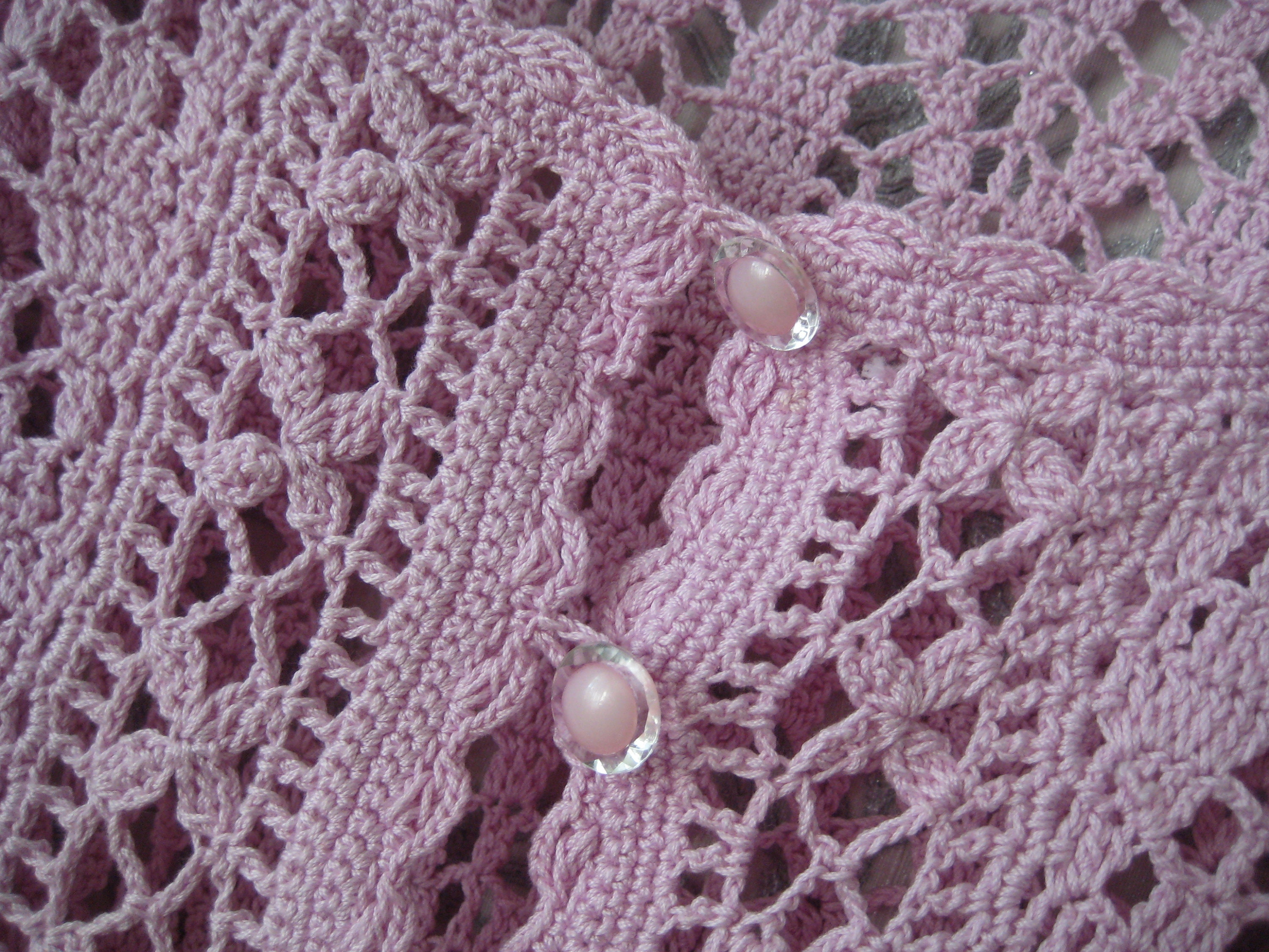 Pink Crochet Jacket Cropped Cardigan in Vintage Style Cotton Buttoned ...