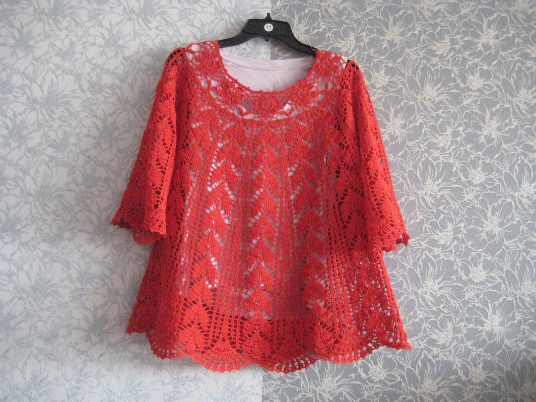Red Crochet Top for Women Crochet Sweater - Etsy