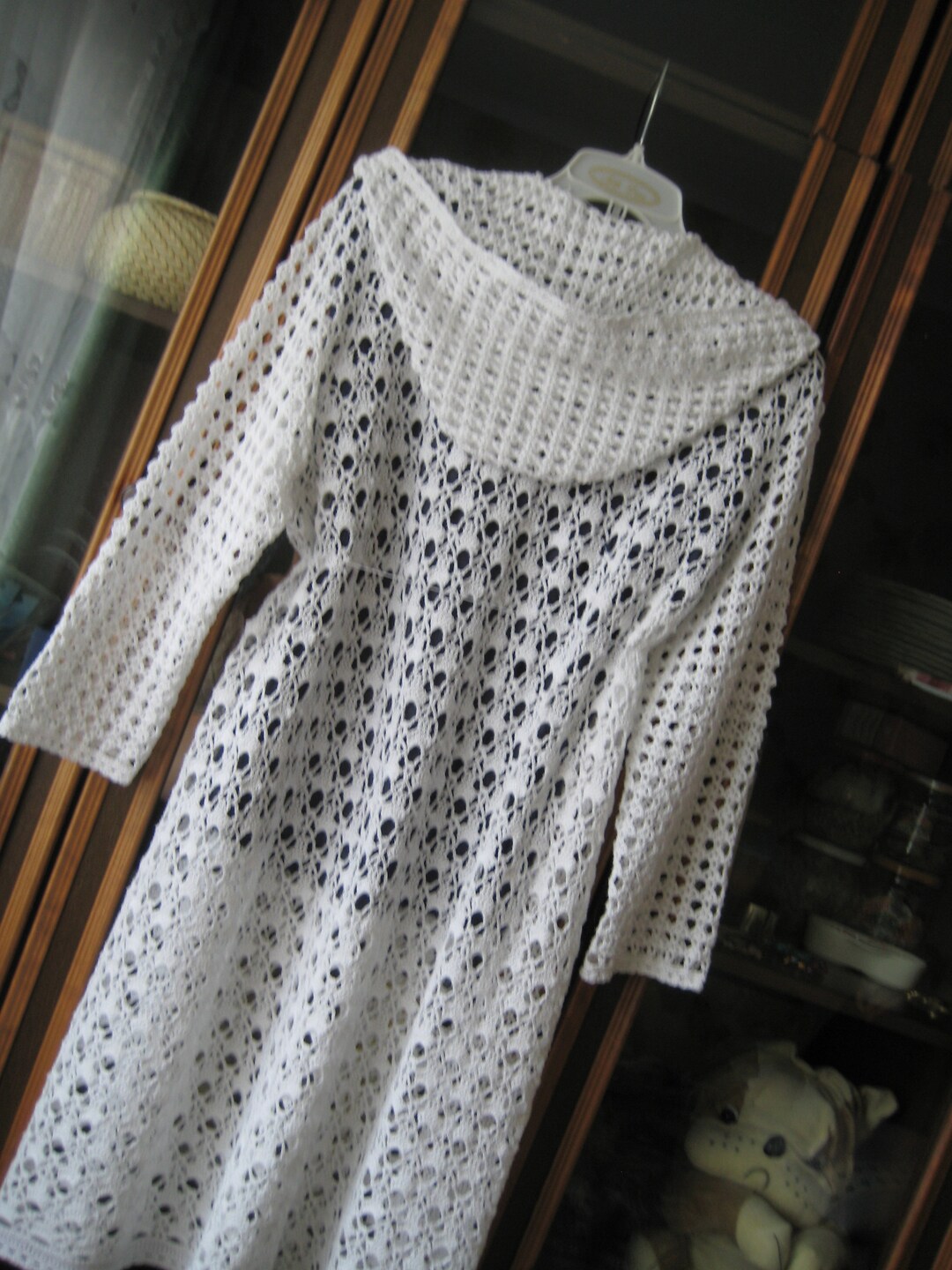 Crochet Plus Size Tunic Hooded Dress White Long Sleeve Cotton - Etsy