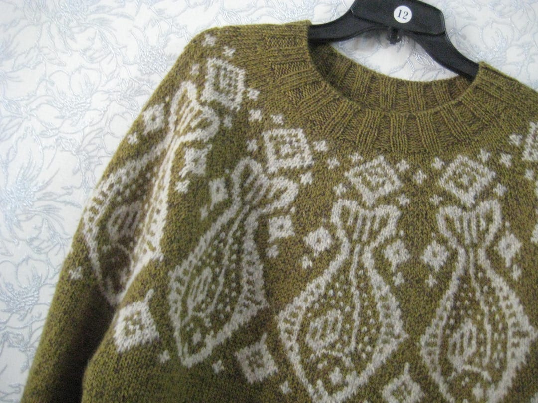 Hand-knitted Fair Isle Sweater With a Yoke Pattern, Fisherman's Sweater ...