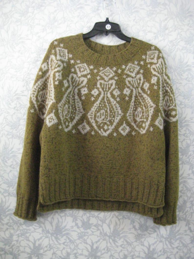 Hand-knitted Fair Isle Sweater With a Yoke Pattern, Fisherman's Sweater ...