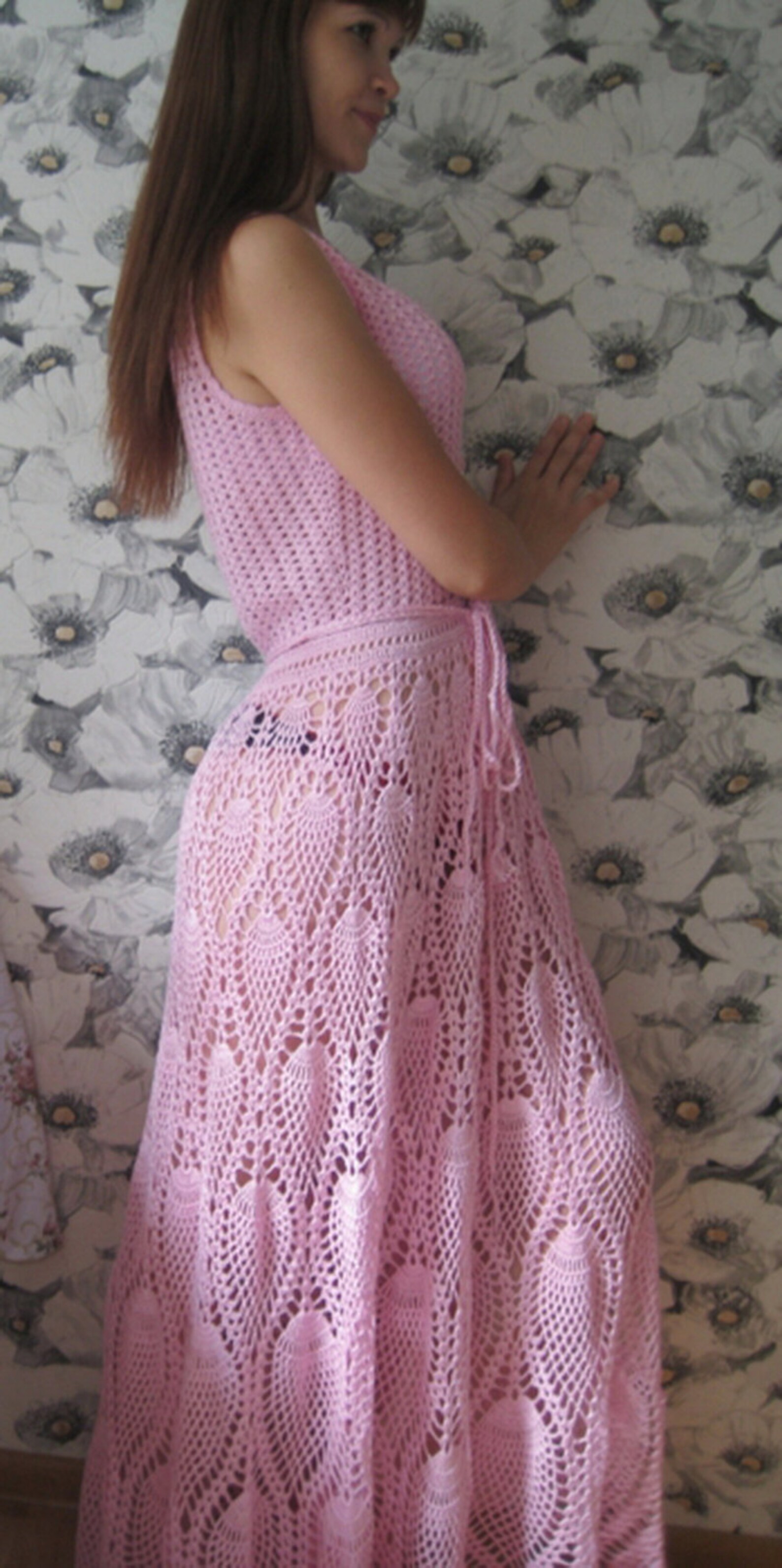 Crocheted Lace Dress. Long Sleeveless Flared Skirt. Made to - Etsy
