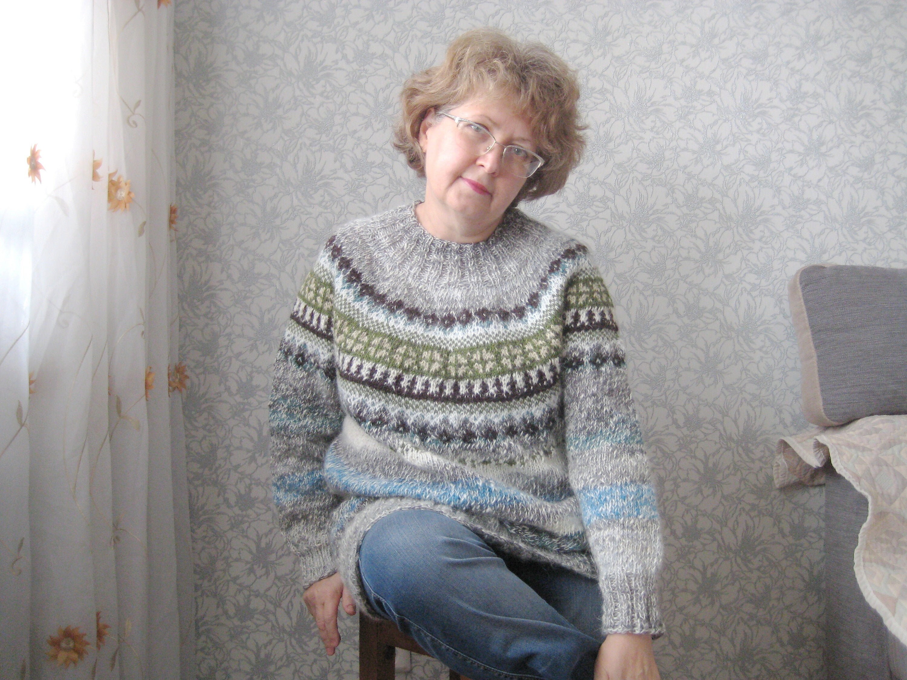 Icelandic Wool Sweater Lopapeysa Organic Rustic Hand-woven Angora ...