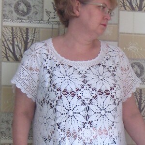 Crochet Plus Size Tunic White Tunic Crochet Mini Dress - Etsy