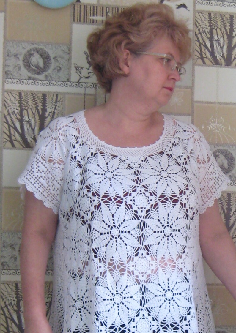 Crochet Plus Size Tunic White Tunic Crochet Mini Dress - Etsy