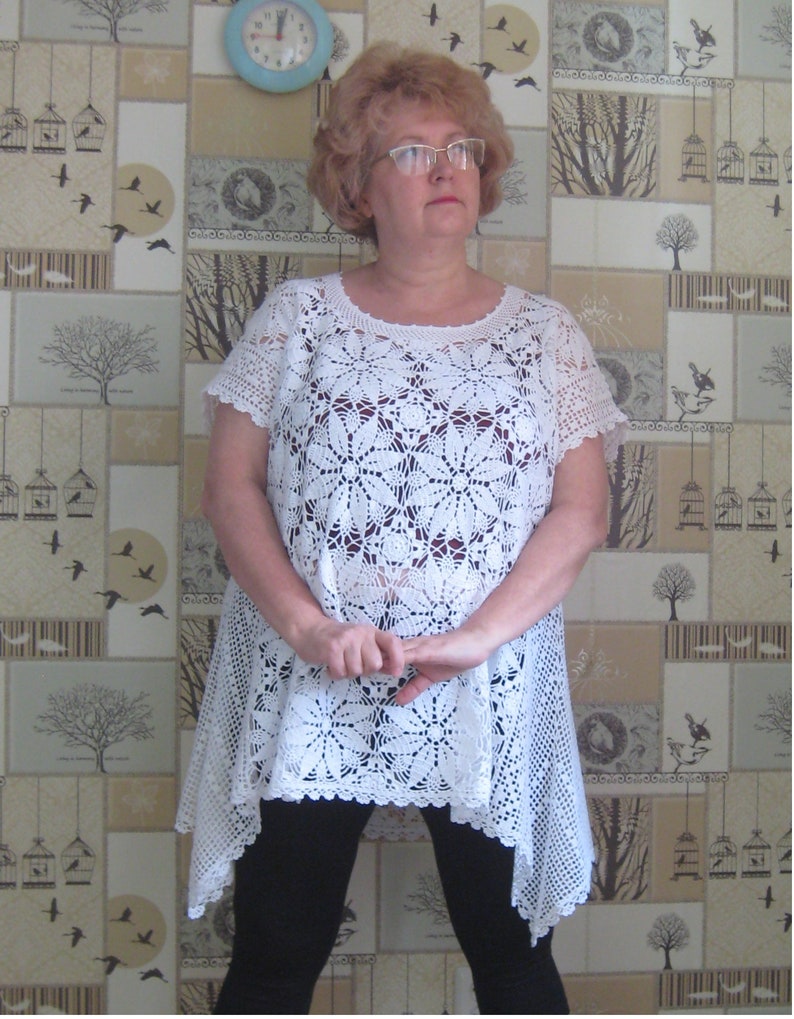 Crochet Plus Size Tunic White Tunic Crochet Mini Dress - Etsy