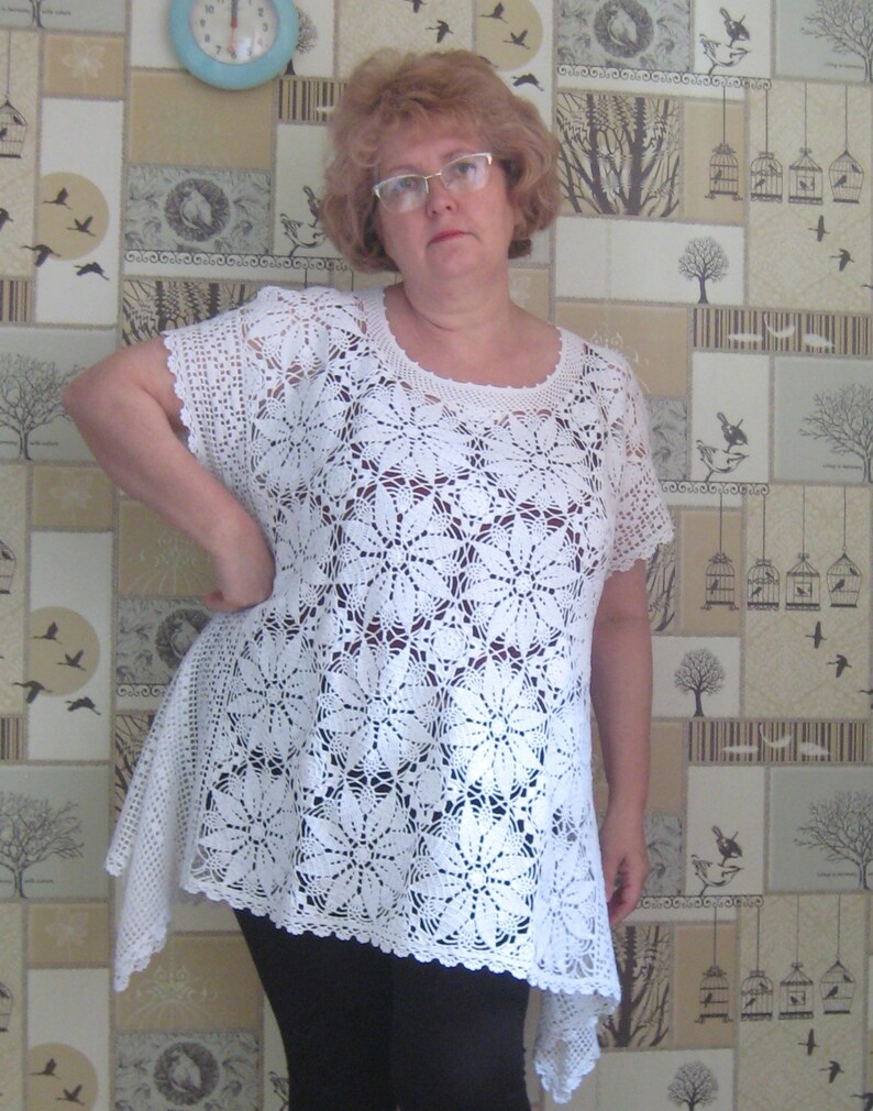 Crochet Plus Size Tunic White Tunic Crochet Mini Dress - Etsy