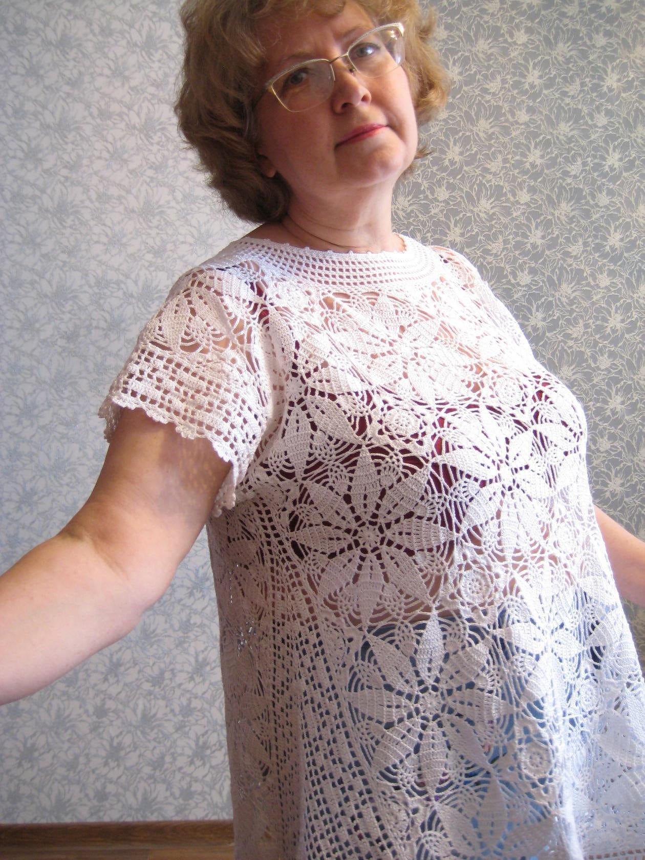 Crochet Plus Size Tunic White Tunic Crochet Mini Dress - Etsy