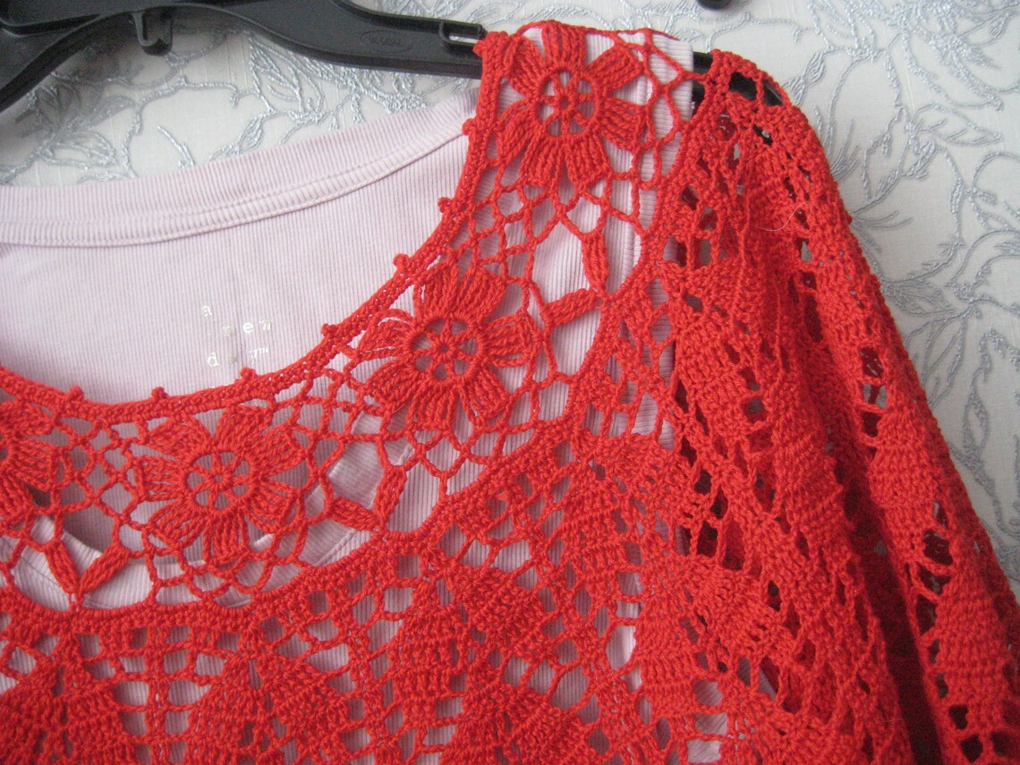 Red Crochet Top for Women Crochet Sweater | Etsy