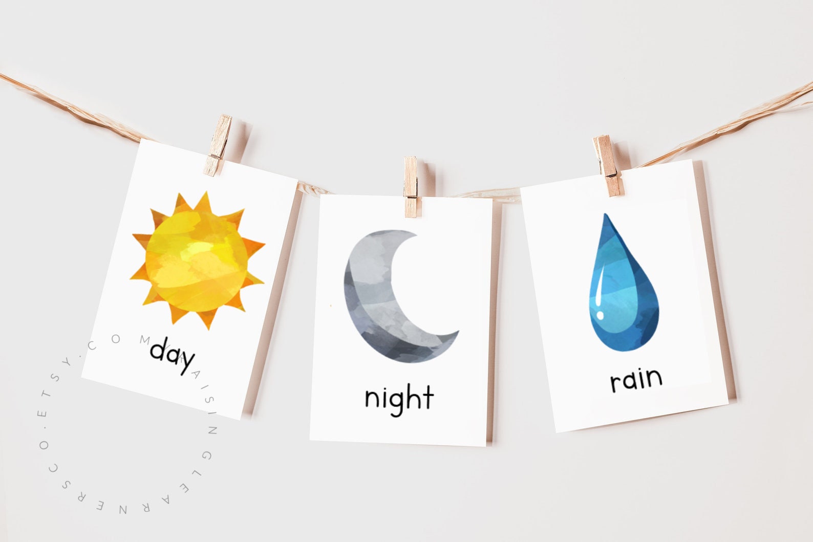 Set of 18 Weather Flashcards Printable / Weather Cards, Weather ...