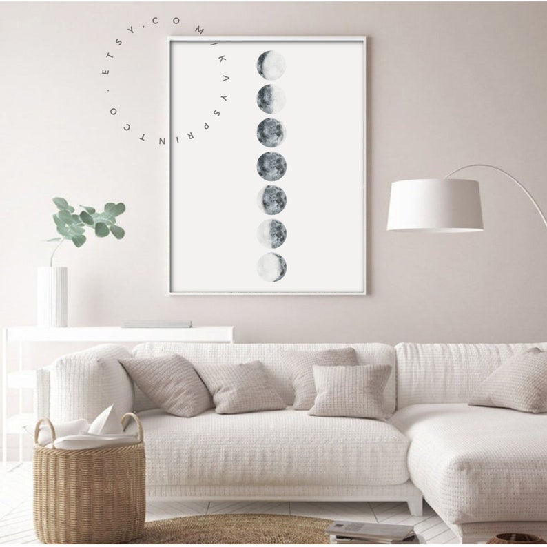 Phases of the Moon Digital Art Print / Moon Phases Printable, Moon ...