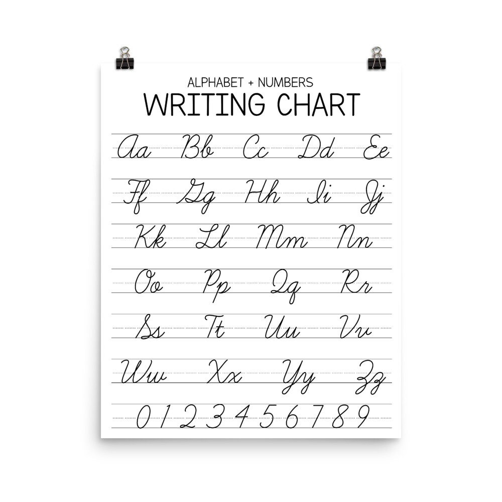 Cursive Alphabet Writing Chart Poster Print / Alphabet Poster | Etsy