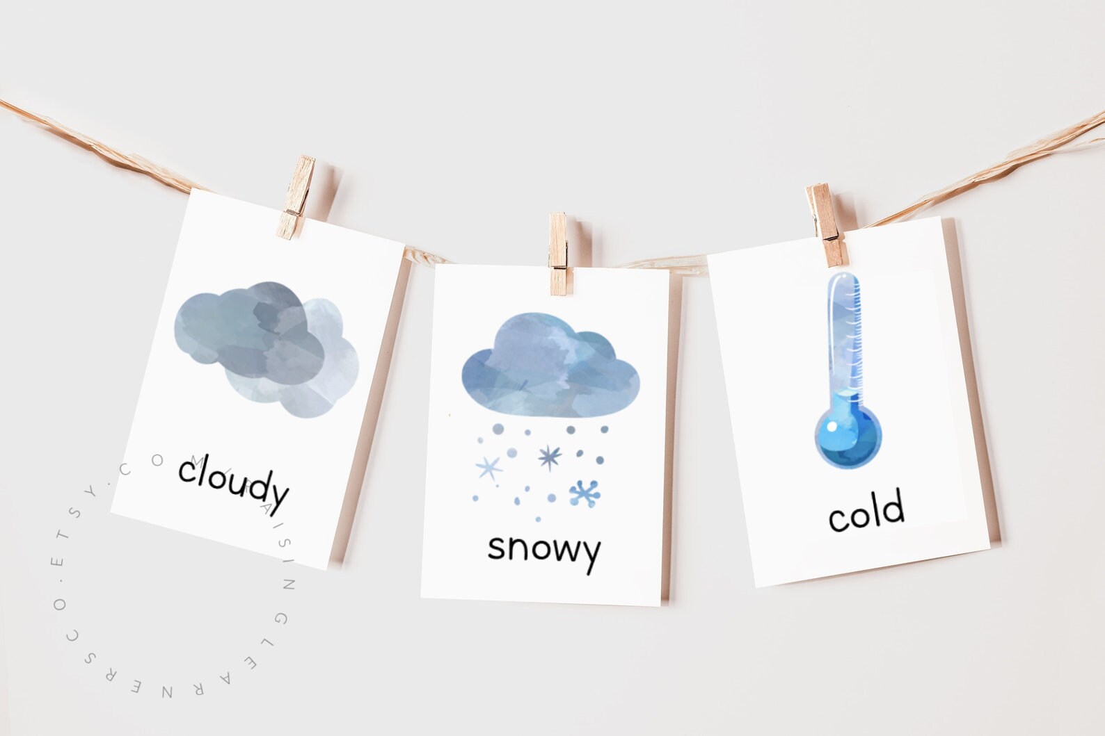 Set of 18 Weather Flashcards Printable / Weather Cards, Weather ...