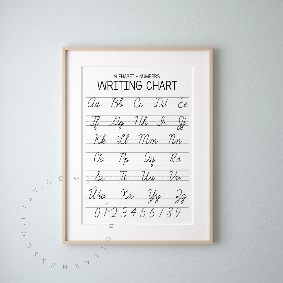 Cursive and Print Writing Charts Digital Poster Prints / | Etsy