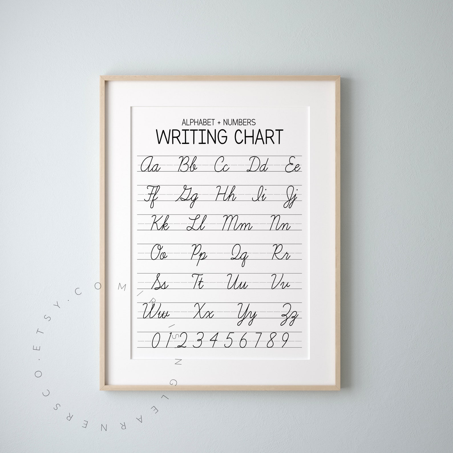 Cursive and Print Writing Charts Digital Poster Prints / | Etsy