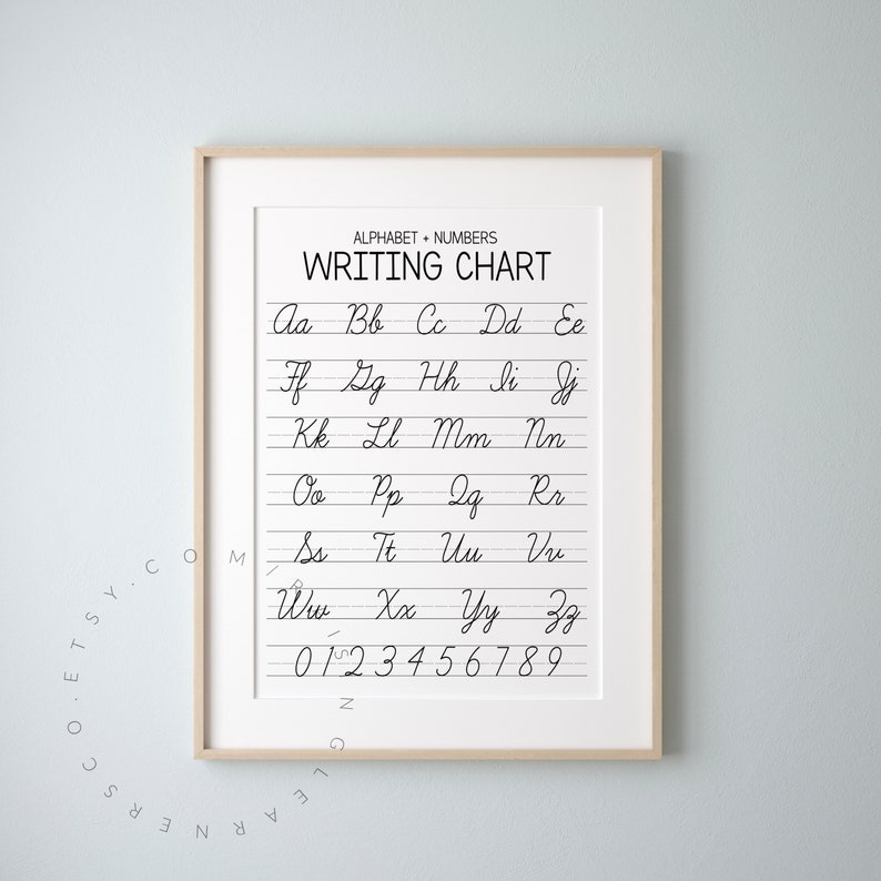 Cursive and Print Writing Charts Digital Poster Prints / | Etsy