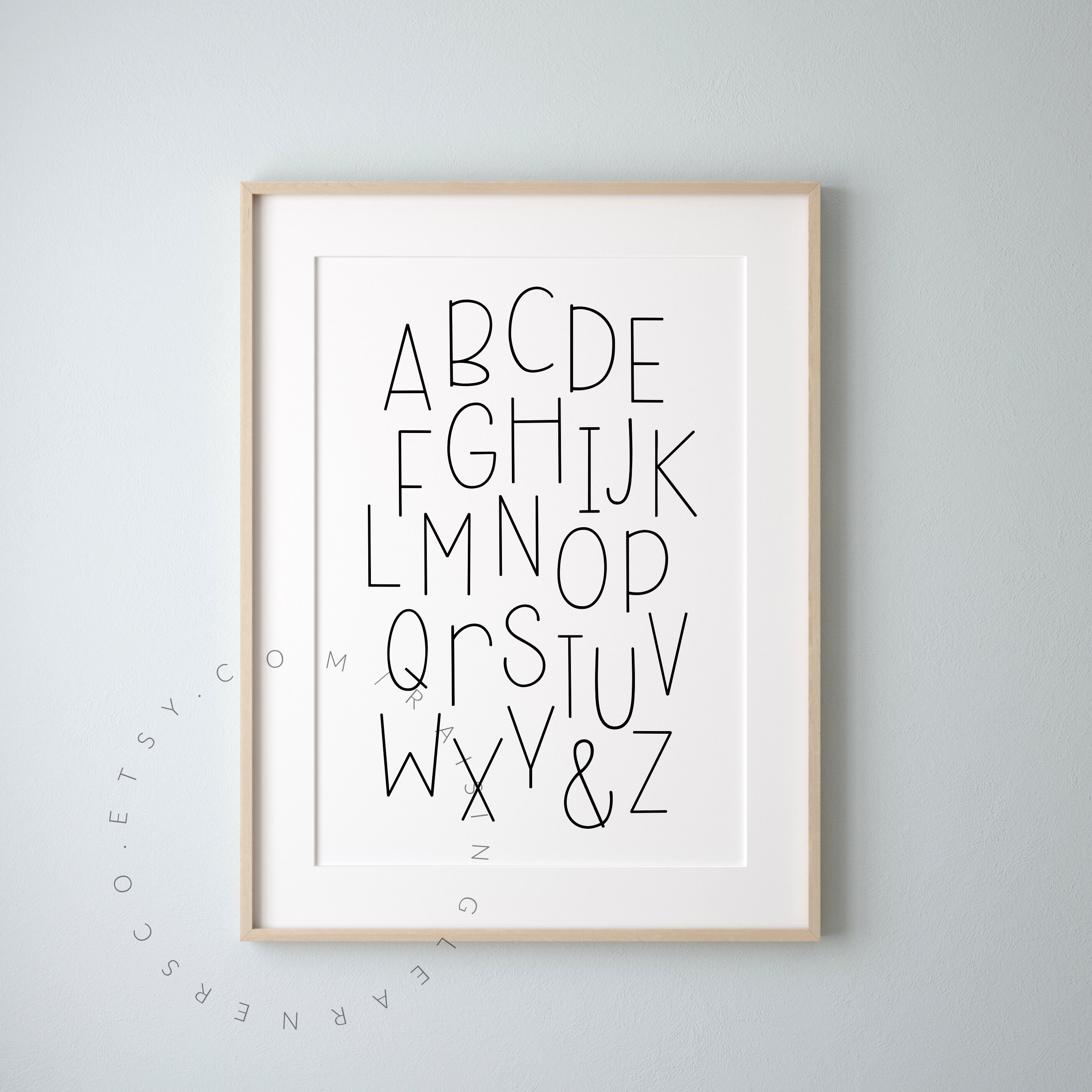 ABC Digital Art Print / Alphabet Poster, Modern Nursery, Nursery ABC ...