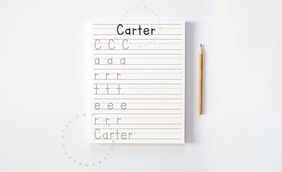 Custom First Name Handwriting Practice Worksheet Digital | Etsy