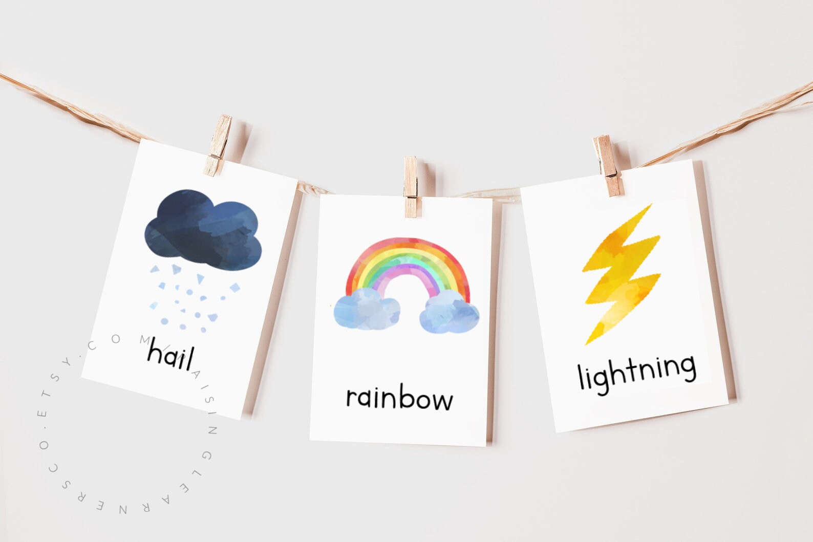 Set of 18 Weather Flashcards Printable / Weather Cards, Weather ...